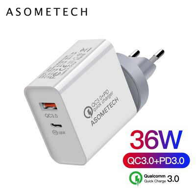 36W Quick Charge QC3.0 PD 3.0 USB Charger Type C Fast Charg