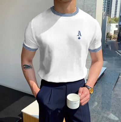 2022tshirts for men summer tops 圆领短袖针织衫 修身T恤上衣男