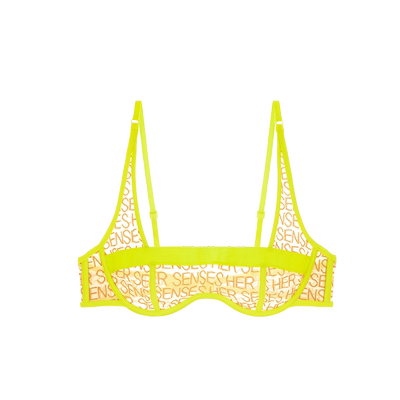 HER SENSES/何识LOGO系列标识印花网纱钢圈背心抹胸 B093