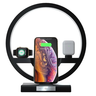 3 In 1 QI Wireless Charger 10W Table Desk Lamp Fast Wireles