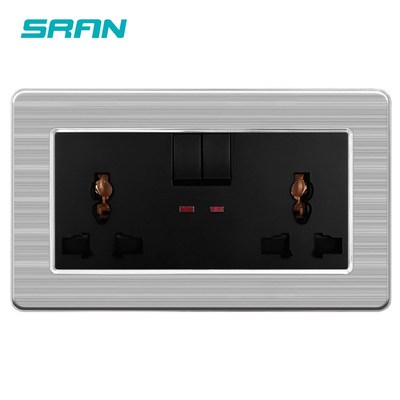 SRAN Double three hole universal socket with switch home /