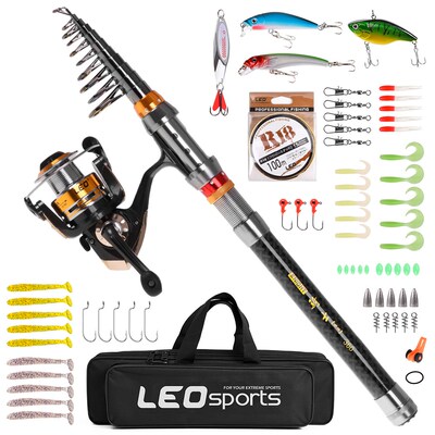 1.8-3.6m Telescopic Fishing Rod Combo and Reel Full Kit Spin