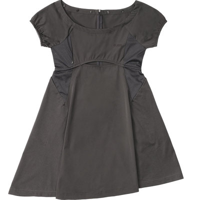 OJOS 时尚百搭机能风科技感圆领不规则连衣裙女宽松显瘦气质裙子