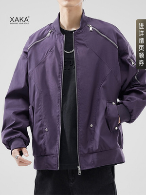 美式夹克工装V领春季宽松外套