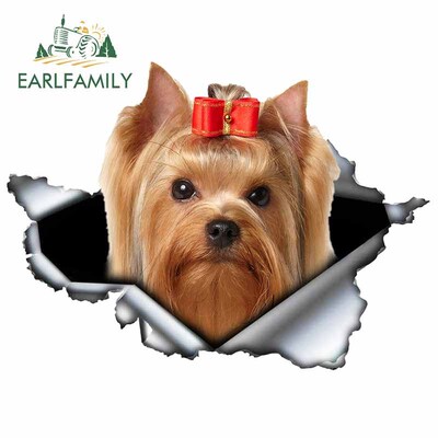 EARLFAMILY 13cm x 12.6cm Yorkshire Terrier Vinyl Sticker To
