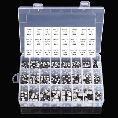 1uF~1000uF 6.3V-50V 400Pcs 24Value SMD Aluminum Electrolytic