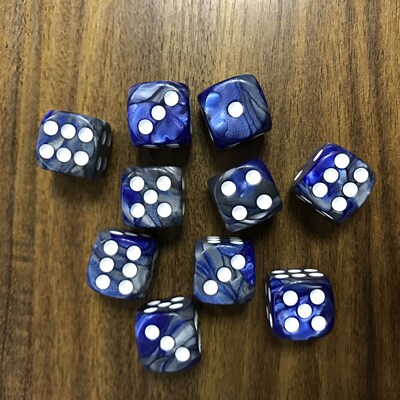 10pcs/set Round Corner Pearl Gem Dice 6 Sided 16mm Dice Play
