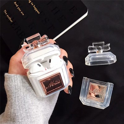 3D Cute perfume bottle metal chain transparent Wireless Ear