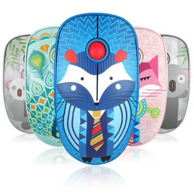 Retro Fox Pattern Wireless USB Mouse 1600DPI  Optical Comput