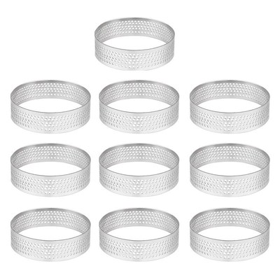 10Pcs 4.5cm Round Stainless Perforated Seamless Tart Ring Q