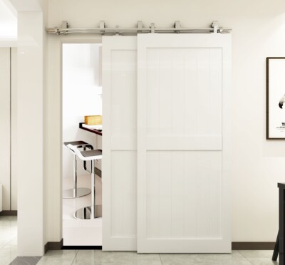 DIYHD 5ft/6ft/6.6ft/8ft Brushed Bypass Sliding Barn Wood Doo