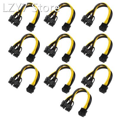 10Pcs 8 Pin PCI Express to Dual PCIE 8 (6+2) Pin Power Cable