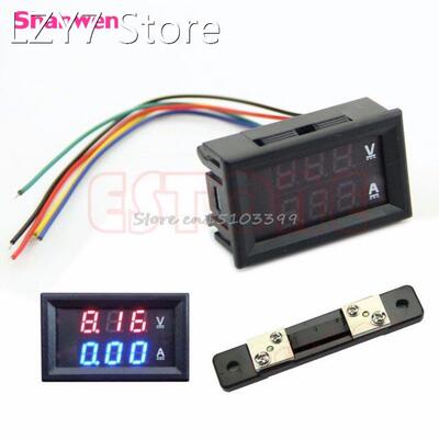 DC 100V 50A Dual LED Digital Voltmeter Ammeter Amp Volt Mete