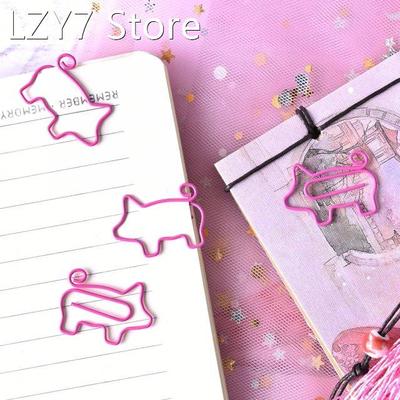4 Pcs Stationery Metal Escolar Bookmark Gift Paper Clip Pink