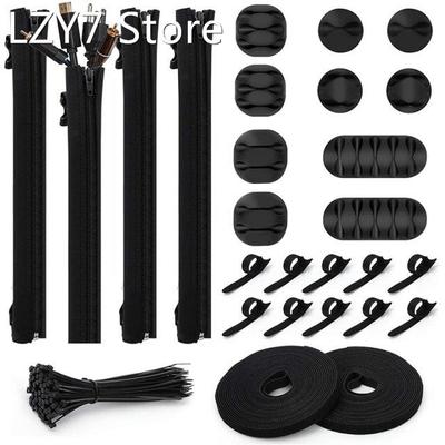 126Pcs Cable Management Organizer Kit, 4 Cable Sleeve 10 Reu