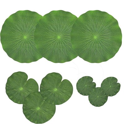 Pack Of 9 Artificial Floating Foam Lotus Leaves Water Lily