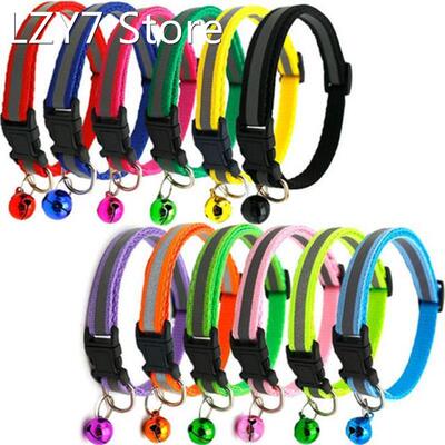 3PCS/Set Adjustable Pet Collar Cat Dog Bell Collar Reflectiv