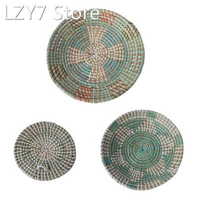 3pcs Boho Woven Wall Basket Decor Handmade Seagrass Round Ha