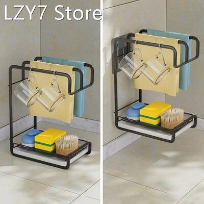 kitchen Sink Sponge Frame Dual-purpose Storage Shelf Dishclo