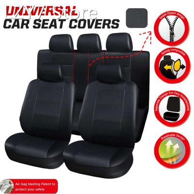 5 Seats Car Seat Covers Universal PU Leather Front Rear Auto