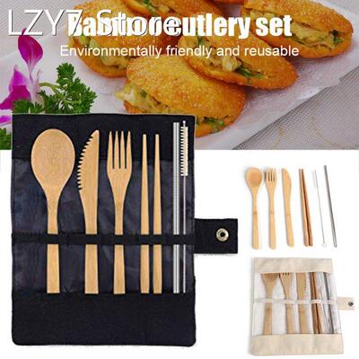 Eco-Friendly Reusable Bamboo Cutlery Set Fork Spoon Chopstic