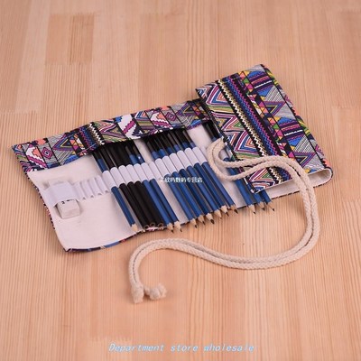 36 Holes Folk Style Pen Shade Pencil Painting Brush Bag Case