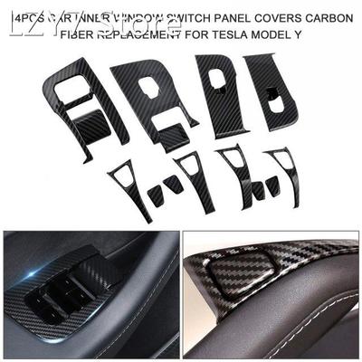 14PCS Car Inner Window Switch Panel Covers Carbon Fiber Repl