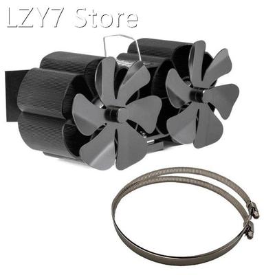 Double Headed Fireplace Fan 6 Blades Heat Powered Stove Fan