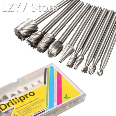 Drillpro 10pcs 3.175mm HSS Routing Router Bits Burr Milling