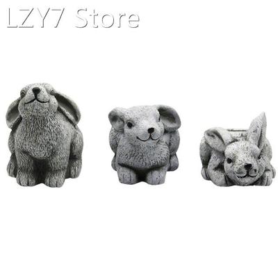 Cement Rabbit Shaped Flower Pots Home Garden Office Balcony
