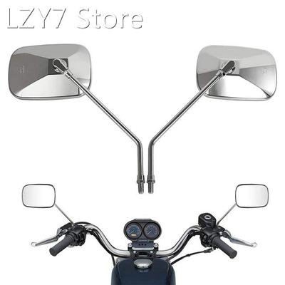 10MM Chrome Motorcycle Rectangle Handlebar Rear View Side Mi
