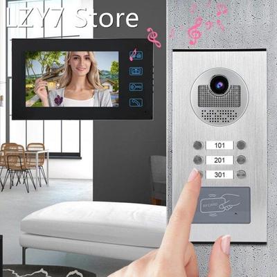 7in 3 Waterproof Monitors RFID Card Video Doorbell with Nigh