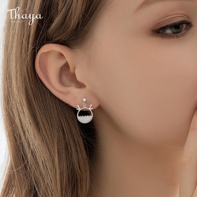 Thaya New Arrivel Bull Horn Shape Earring Ring White Zircon