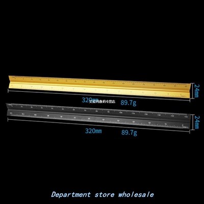 Black/Gold 30cm Triangular Architect Scale Ruler Aluminum Sc