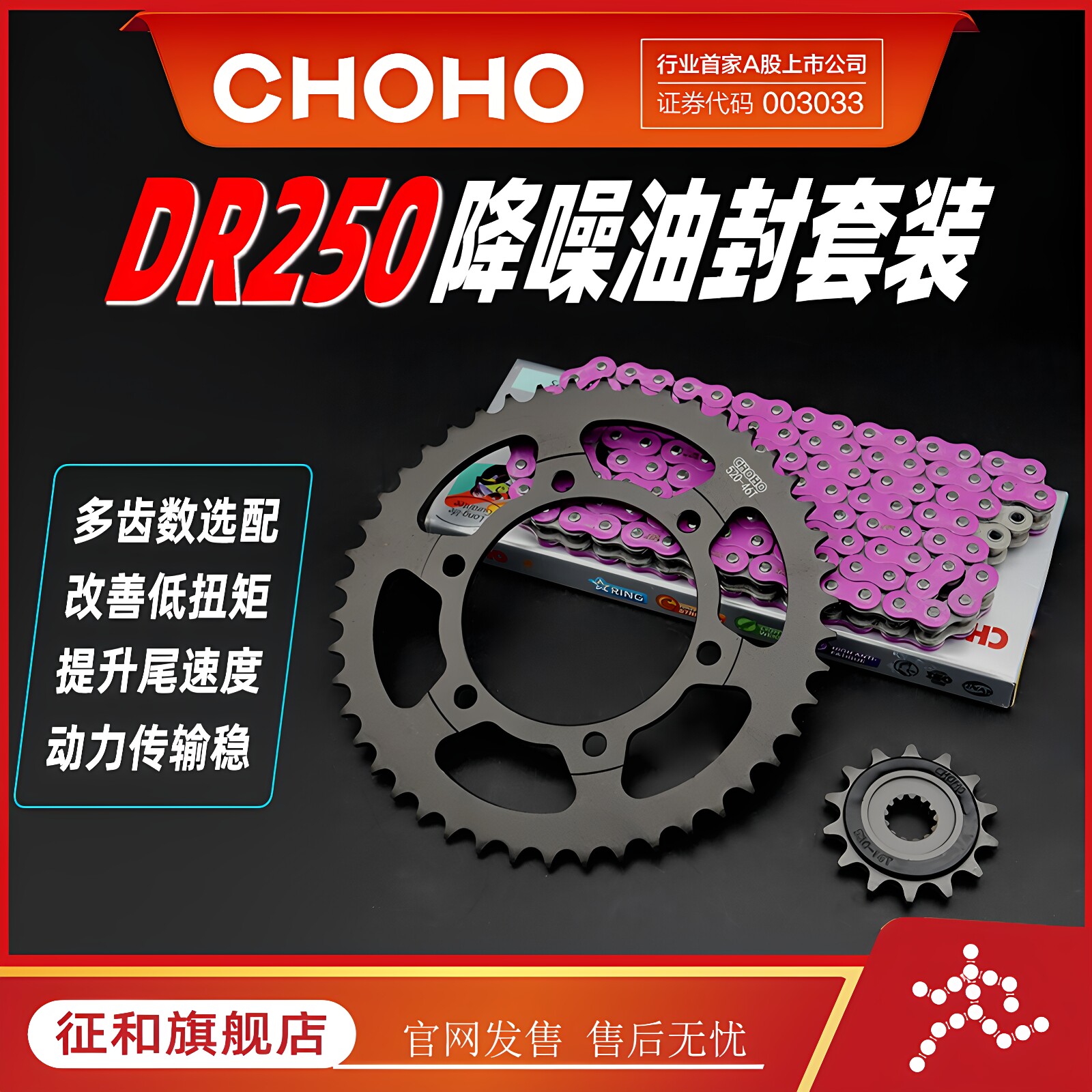 征和旗舰店适用摩托车 DR250专用油封链条链轮改装牙盘齿轮套装