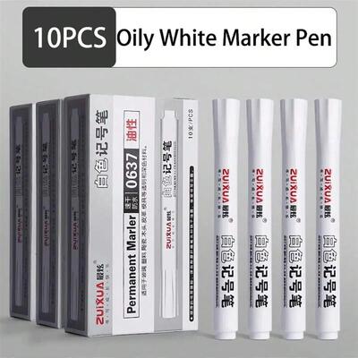 White Marker Pen Set Waterproof Permanent Paint Pens DIY Gra