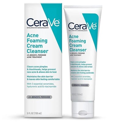 150ml CeraVe Anti-Acne Foaming Facial Cleanser 4% Benzoyl Pe