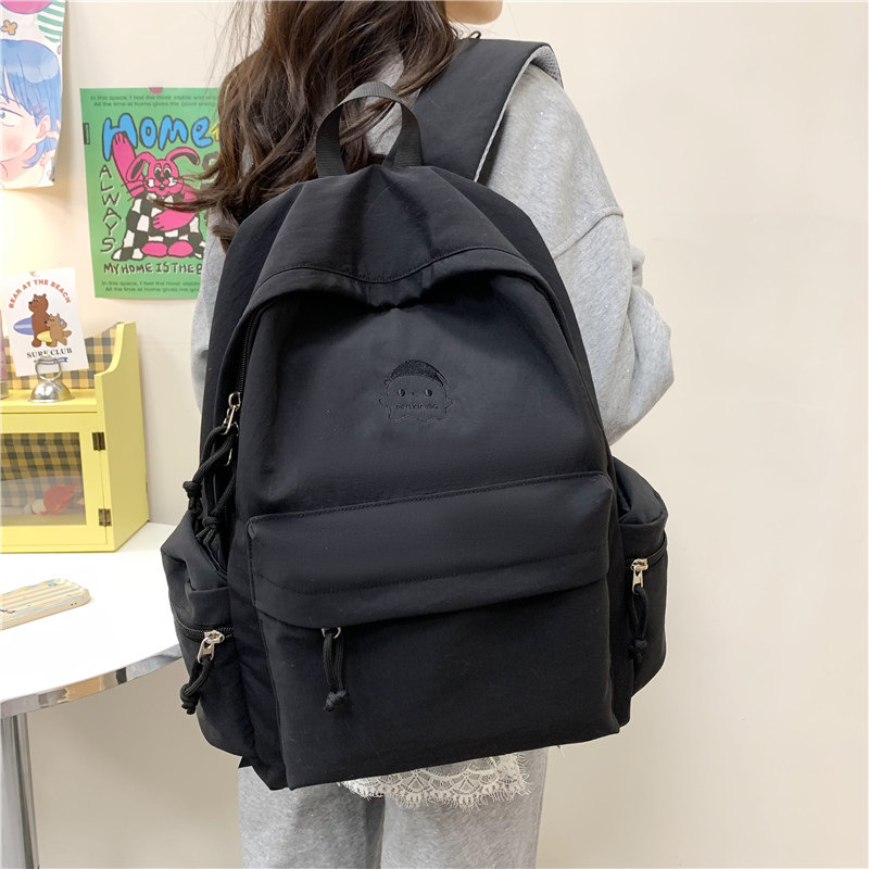 女初中生纯色系书包ins小众高颜值电脑包大容量高中中学生双肩包