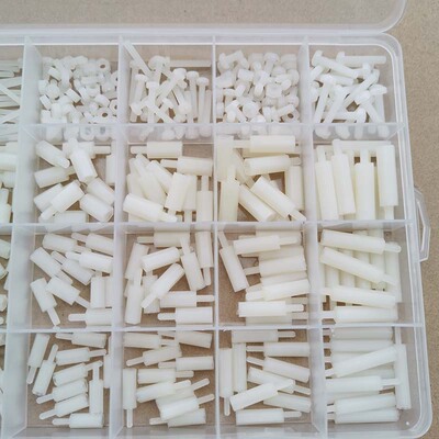 360pcs尼龙螺丝螺母组合套装 单通隔离柱支撑柱 白色/黑塑料套盒