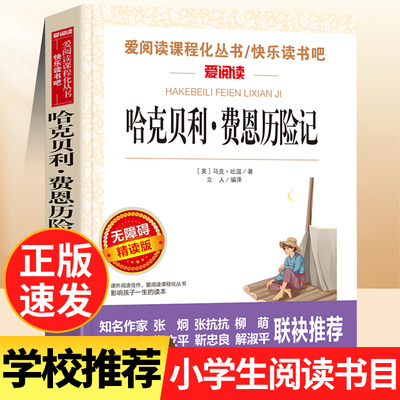正版包邮哈克贝利费恩历险记小学初中生青少年版四六年级阅读课外书籍哈克贝利芬 密西西比河上的生活中文版 人民文学天地出版社