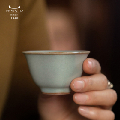 问鼎汝窑甲辰漱玉杯主人杯高档个人专用单杯景德镇送礼功夫茶杯