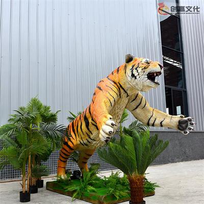 大型仿真老虎仿真动物户外机械互动景观咆哮叫声逼真捕食动作