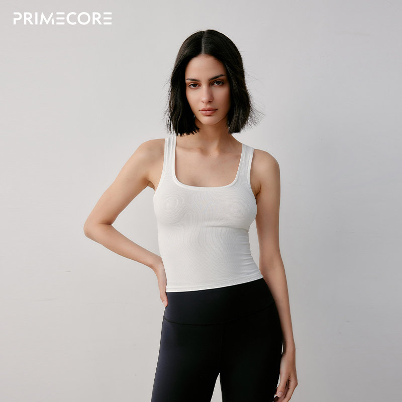 PRIMECORE吊带背心女内搭白色四季螺纹运动2024新款上衣LW1-BX_虎窝淘