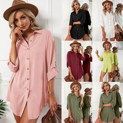 Big yards contracted loose shirt Short skirt 大码宽松女衬衫