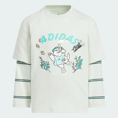 Adidas/阿迪达斯 儿童卡通印花运动休闲宽松长袖圆领T恤 KC2789