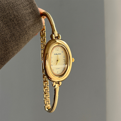 复古小金表半手镯式细手链手表女