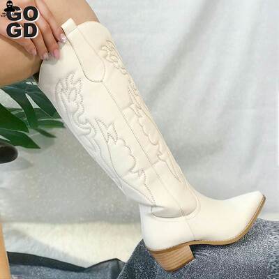 Autumn Winter Knee High Boots For Women Western Cowboy Boots
