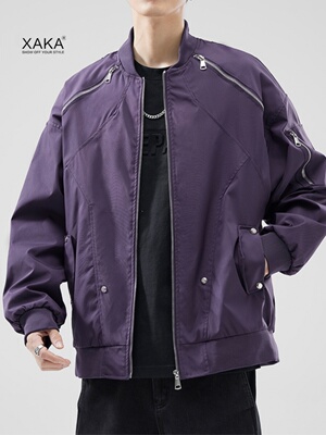 XAKA2026美式高街工装夹克男夹棉棒球服领飞行员潮流春秋休闲外套