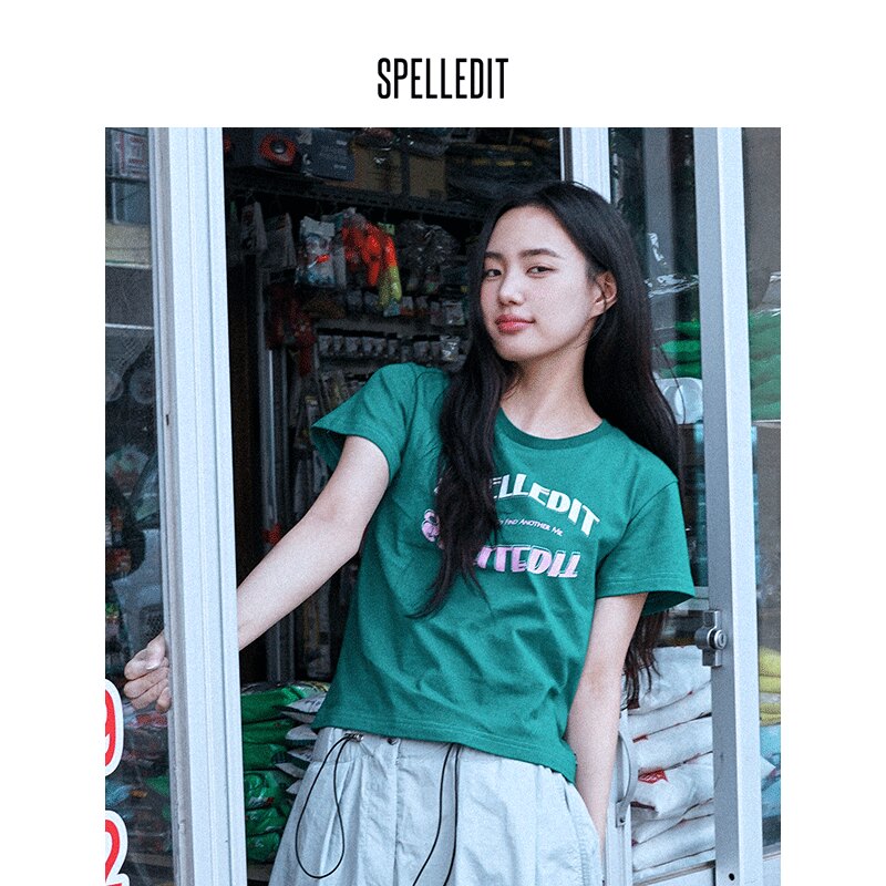 SPELLEDIT夏季椭圆SpellT恤logo设计简约时尚基础上衣女