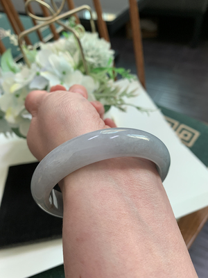 【玉彩儿】翡翠天然玉石特色冰烟雨洒金手镯圈口：55.4*13.8*7.8